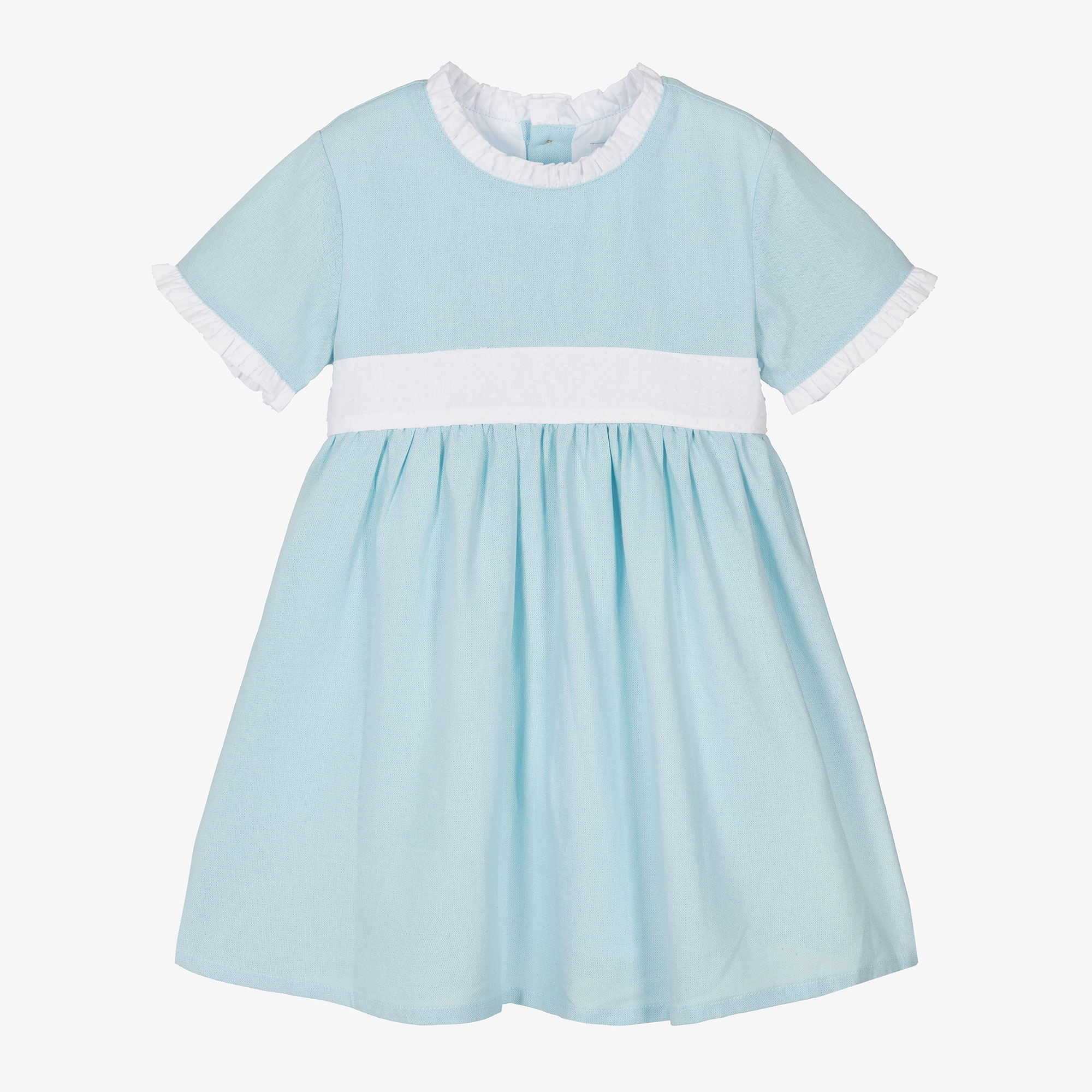 Babidu Girls Blue Viscose Linen Dress