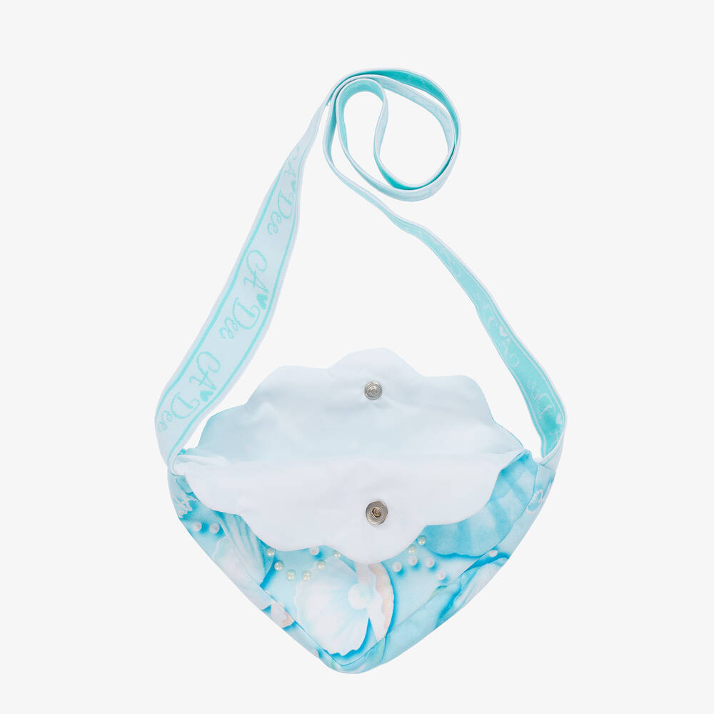 A Dee - Girls Blue Pearl & Shell Handbag (19cm) | Childrensalon Outlet