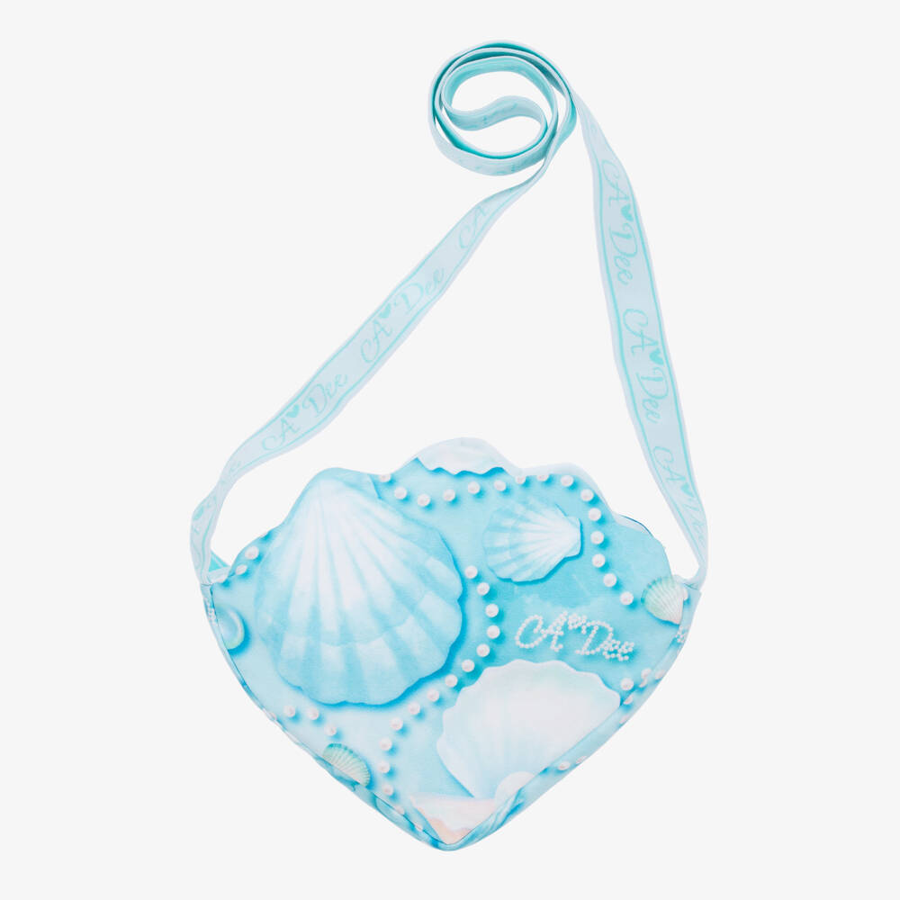 A Dee - Girls Blue Pearl & Shell Handbag (19cm) | Childrensalon Outlet