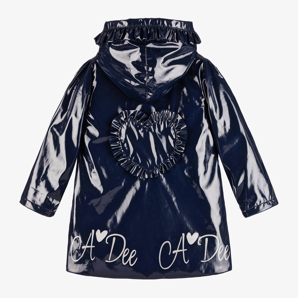 A Dee - Girls Navy Blue Hooded Raincoat | Childrensalon Outlet
