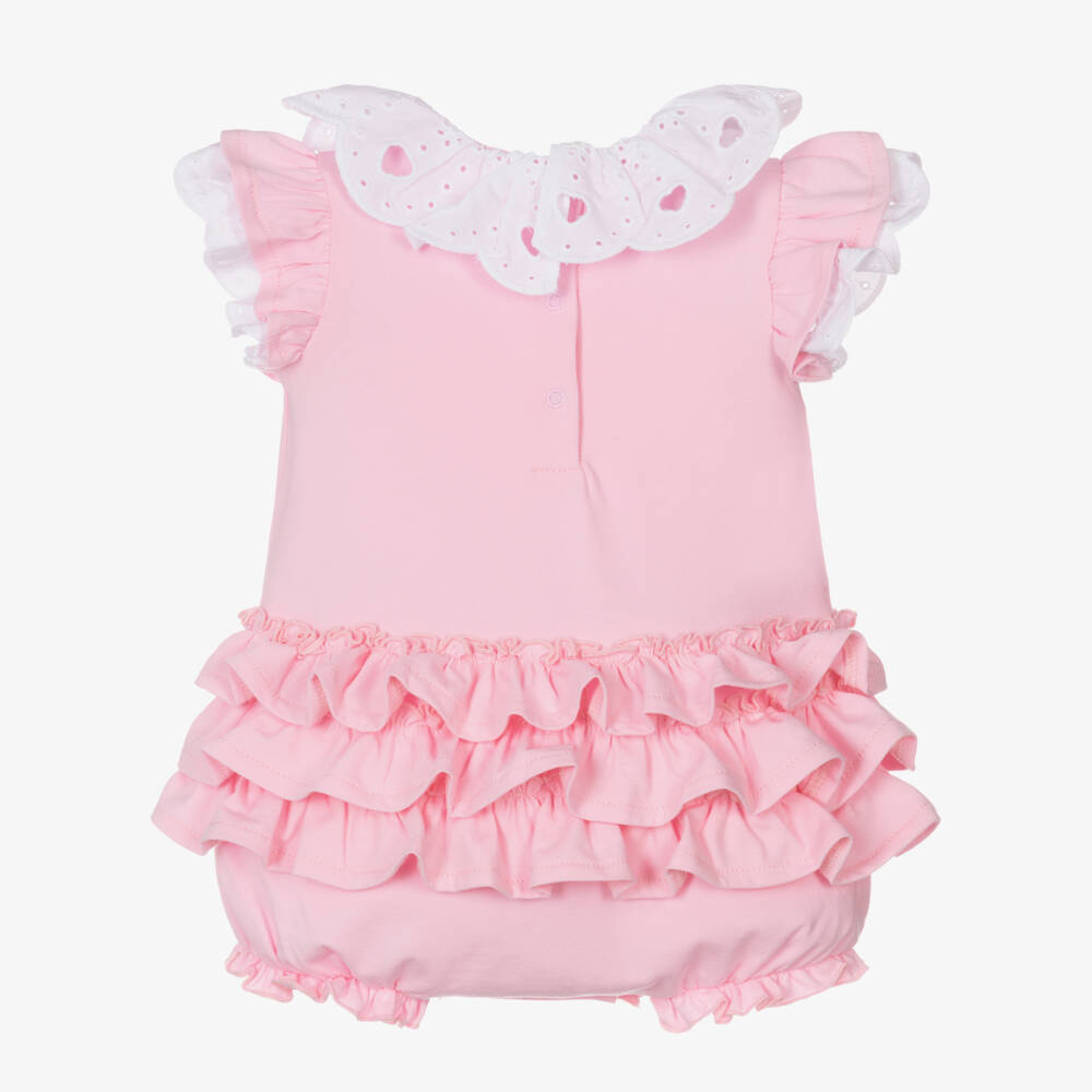 A Dee - Girls Pink Cotton Ruffle Shortie | Childrensalon Outlet