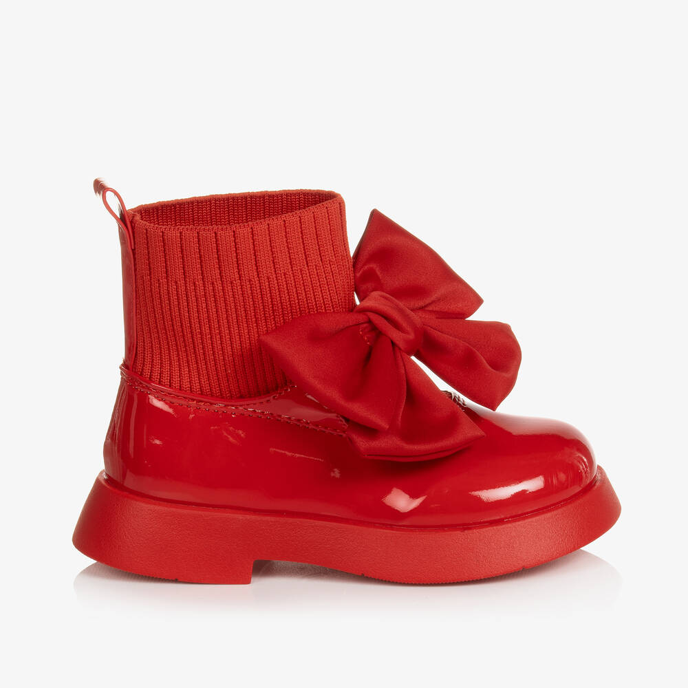 A Dee - Girls Red Patent Faux Leather Boots | Childrensalon Outlet