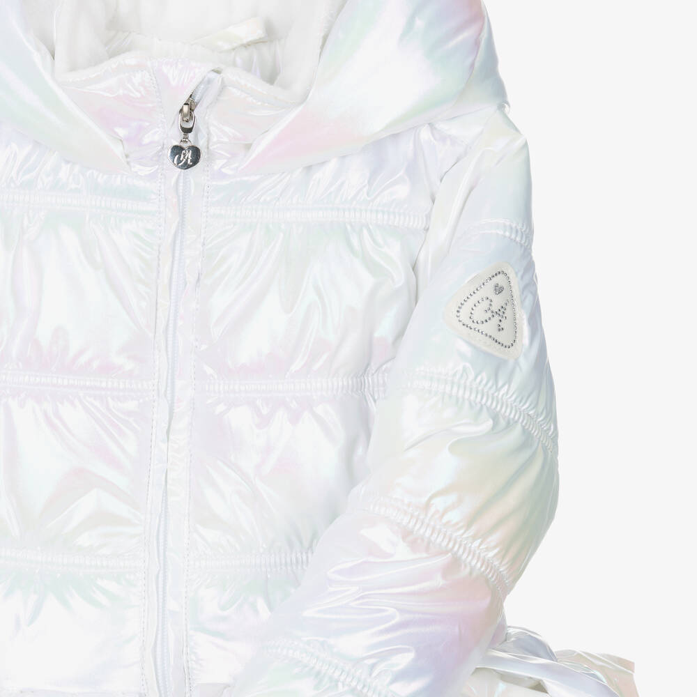 A Dee - Girls White Iridescent Puffer Coat | Childrensalon Outlet