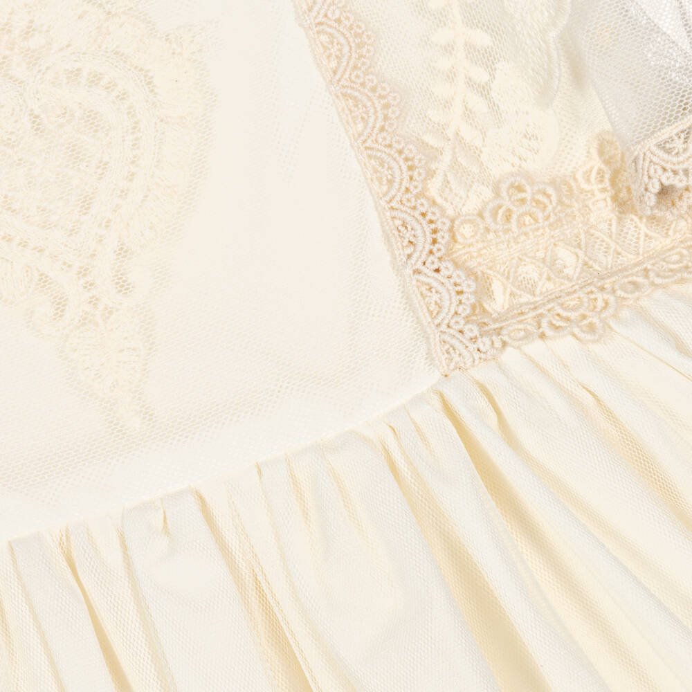 Abuela Tata - Girls Ivory Tulle Embroidered Dress | Childrensalon Outlet