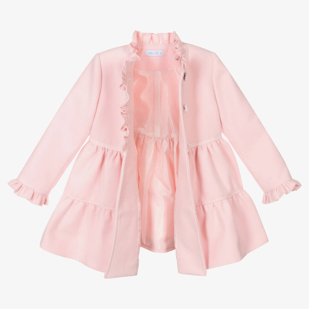 Abuela Tata - Girls Pink Ruffle Coat | Childrensalon Outlet