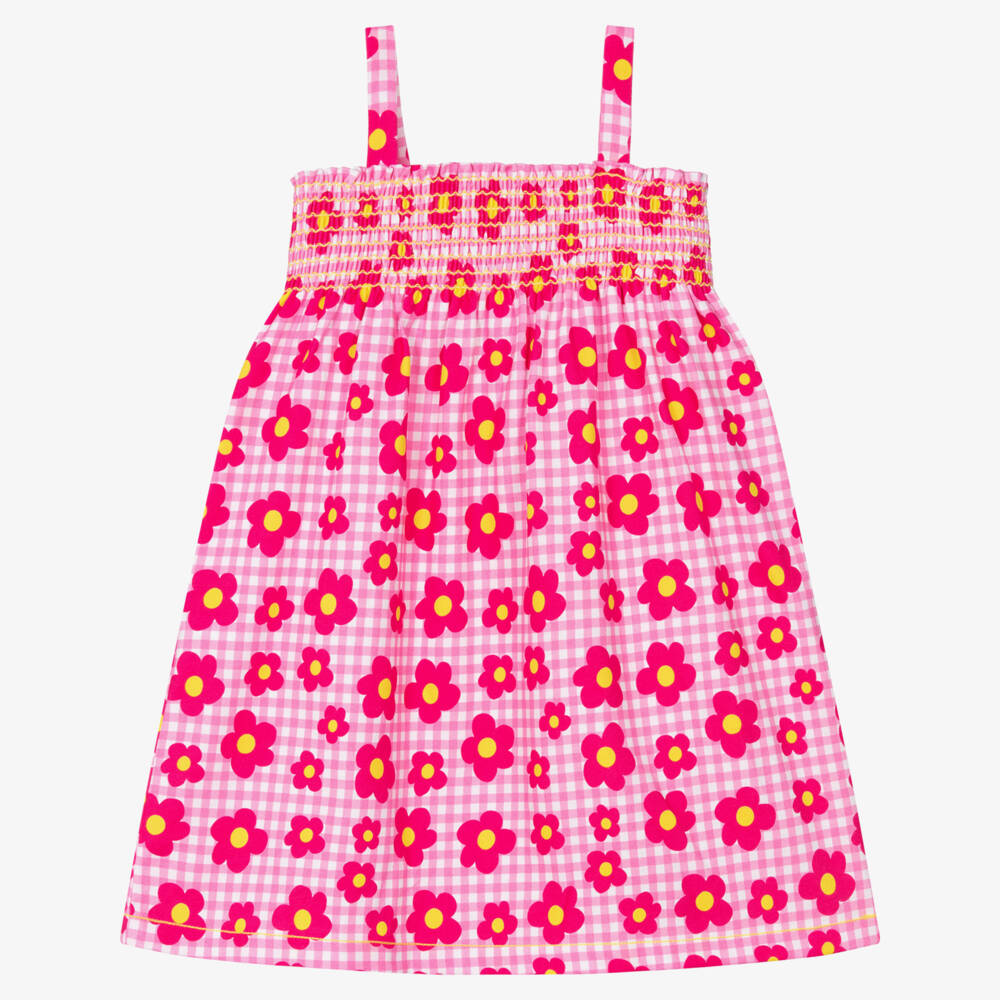 Agatha Ruiz de la Prada - Girls Pink Floral Gingham Dress ...