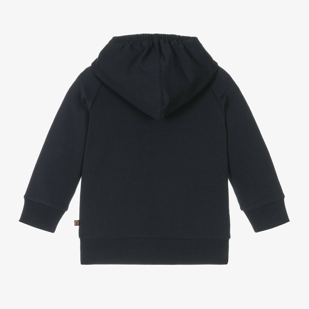 AIGNER - Boys Blue & White Cotton Hoodie | Childrensalon Outlet