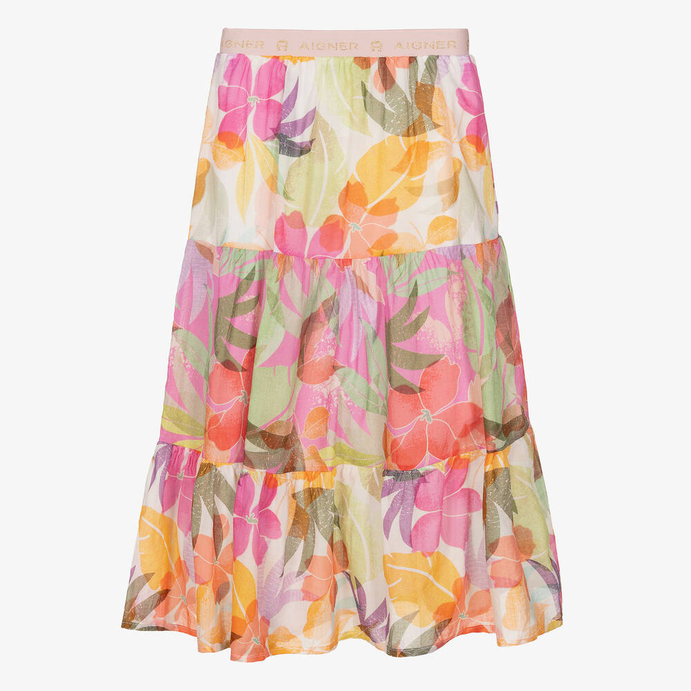 AIGNER - Teen Girls Pink Floral Cotton Skirt | Childrensalon Outlet AIGNER - Teen Girls Pink Floral Cotton Skirt | Childrensalon Outlet