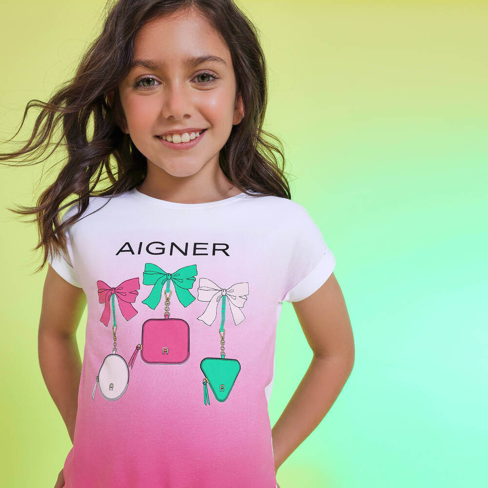 AIGNER - Teen Girls White & Pink Tie Front T-Shirt | Childrensalon Outlet