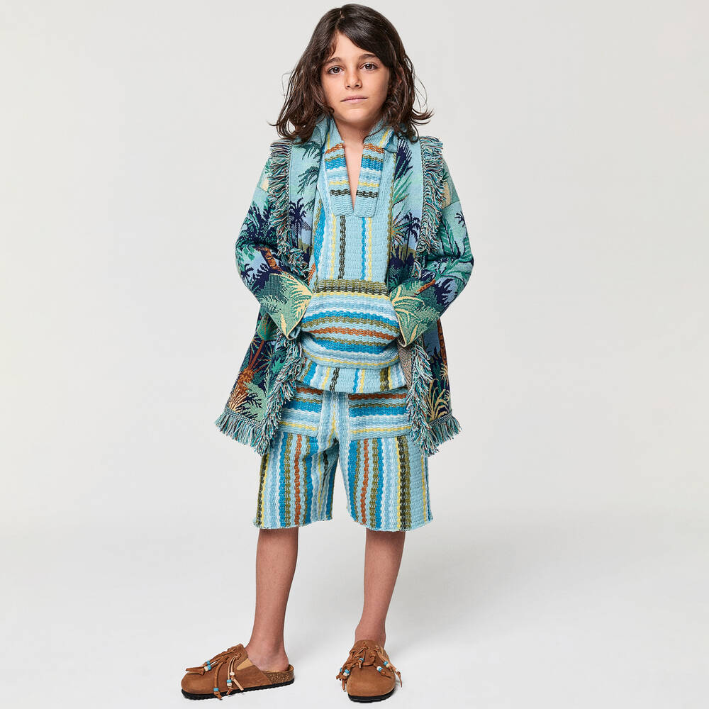 Alanui - Blue & Green Tropical Wool Icon Cardigan | Childrensalon Outlet