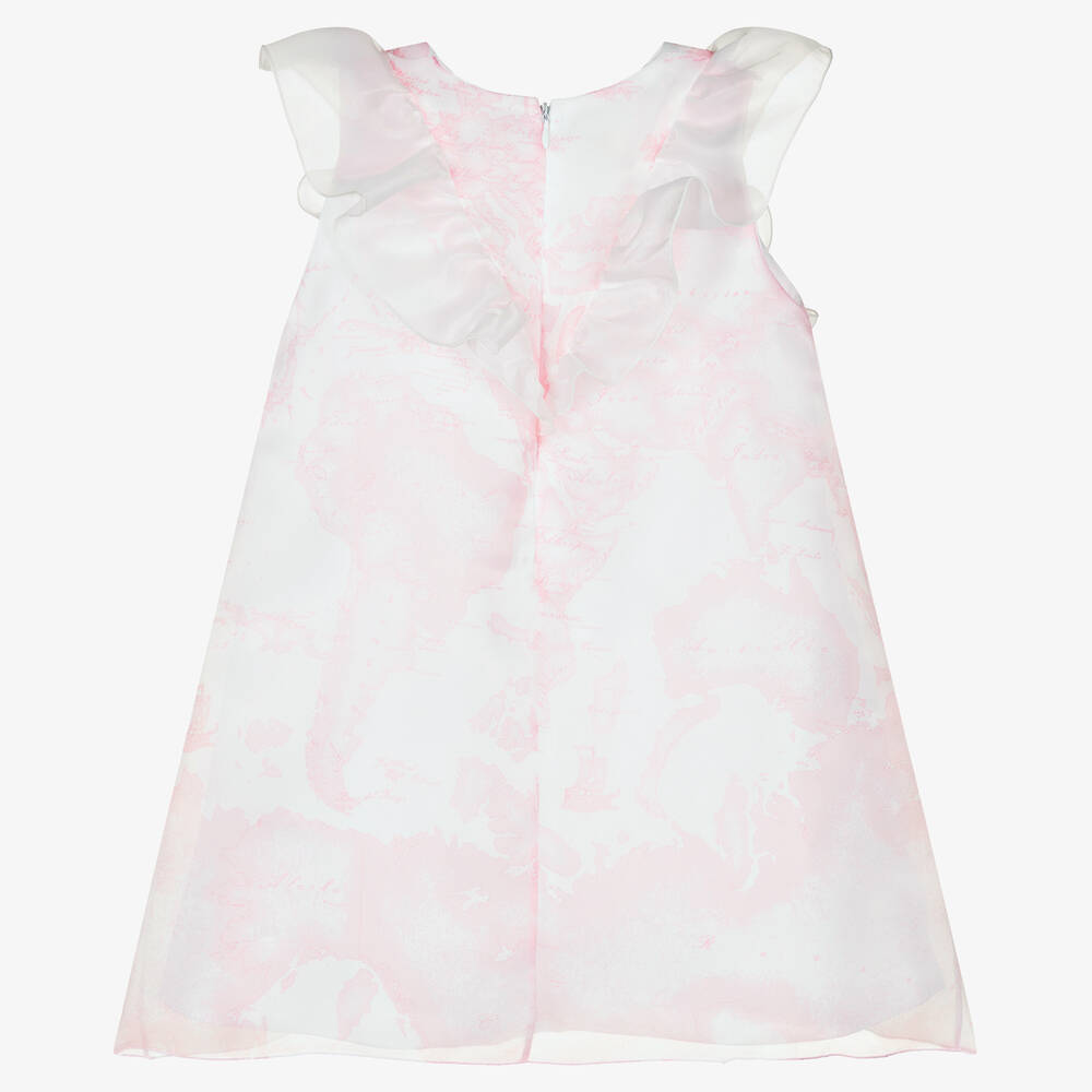 Alviero Martini - فستان أورغانزا لون أبيض وزهري | Childrensalon Outlet