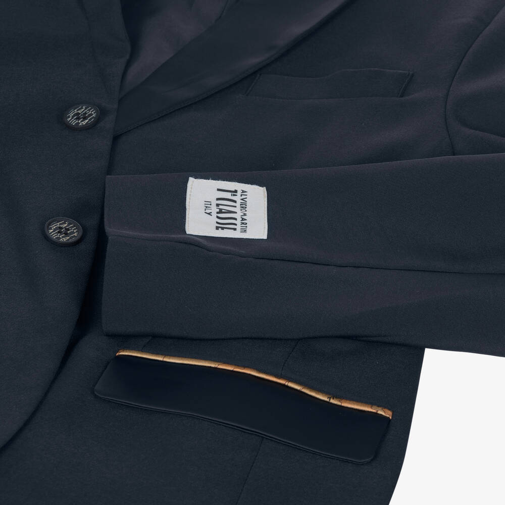 Alviero Martini - Teen Boys Navy Blue Cotton Geo Map Suit ...