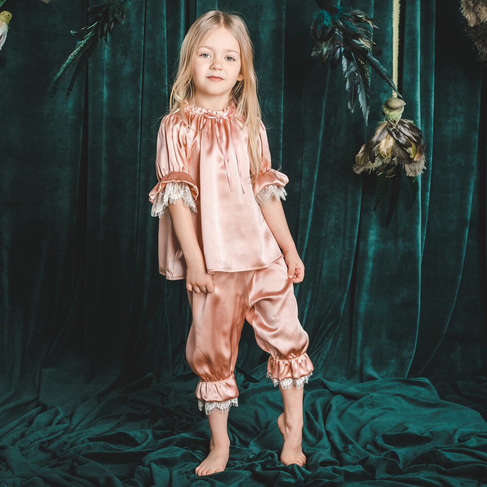AMIKI Children - Розовая шелковая пижама для девочек | Childrensalon Outlet