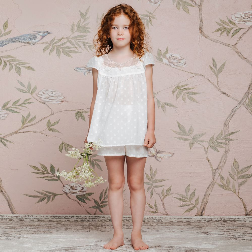 AMIKI Children - Girls White Cotton Pyjamas | Childrensalon Outlet