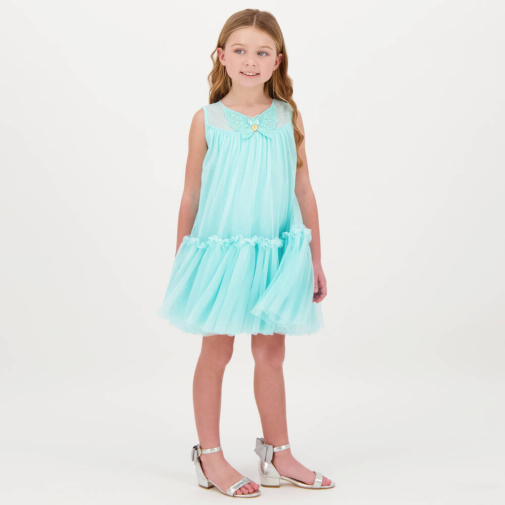 Angel's Face - Girls Aqua Blue Tulle Dress | Childrensalon Outlet