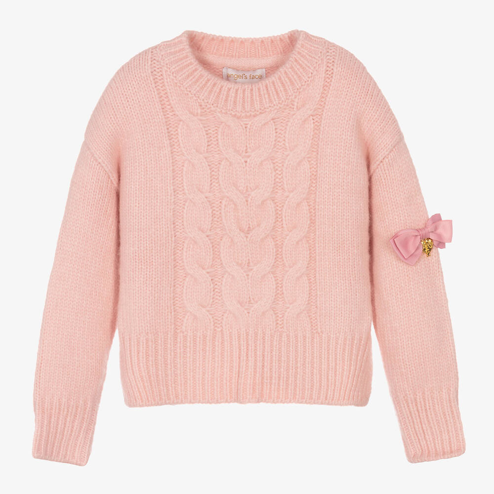 Angel's Face - Girls Pink Cable Knit Sweater | Childrensalon Outlet