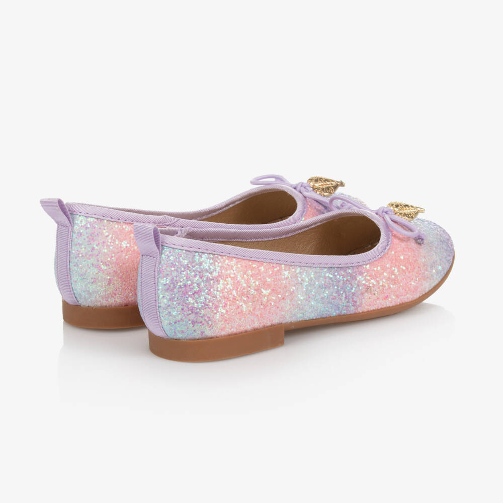 Angel's Face - Girls Violet Glitter Ballerinas | Childrensalon Outlet