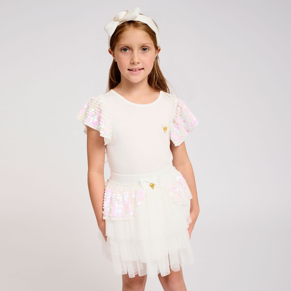 Angel's Face - White Sequin Tulle Tutu Skirt | Childrensalon Outlet