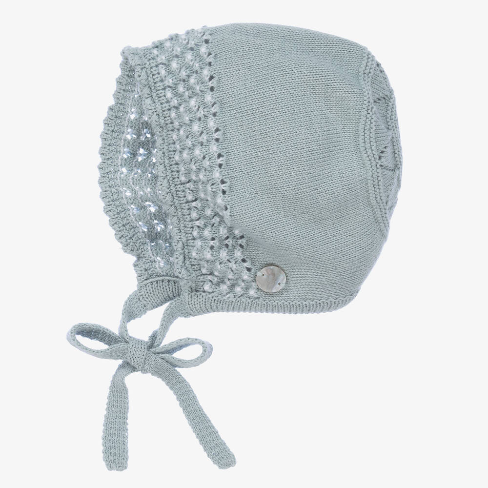 Artesanía Granlei - Blue Knitted Baby Bonnet | Childrensalon Outlet