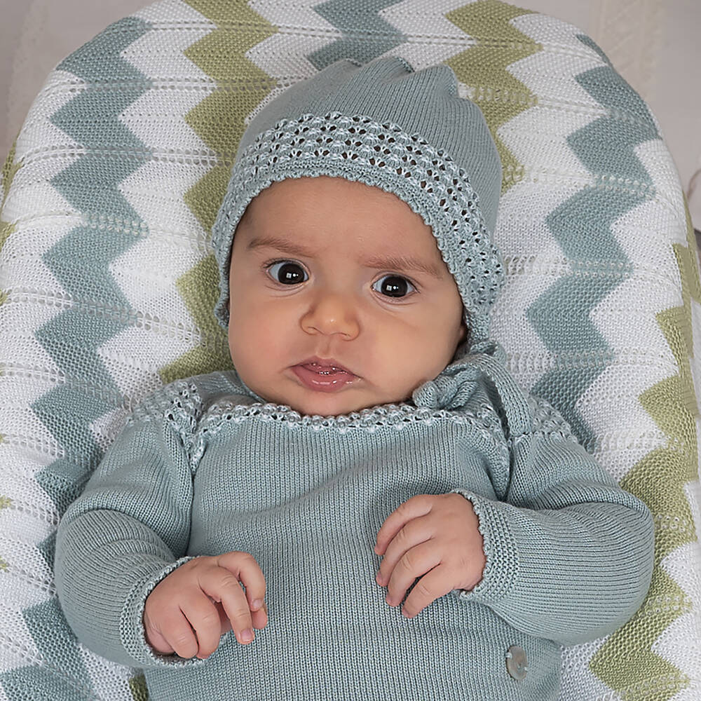 Artesanía Granlei - Blue Knitted Baby Bonnet | Childrensalon Outlet