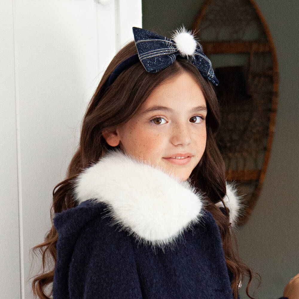Balloon Chic - Girls Blue Velvet Hairband | Childrensalon Outlet