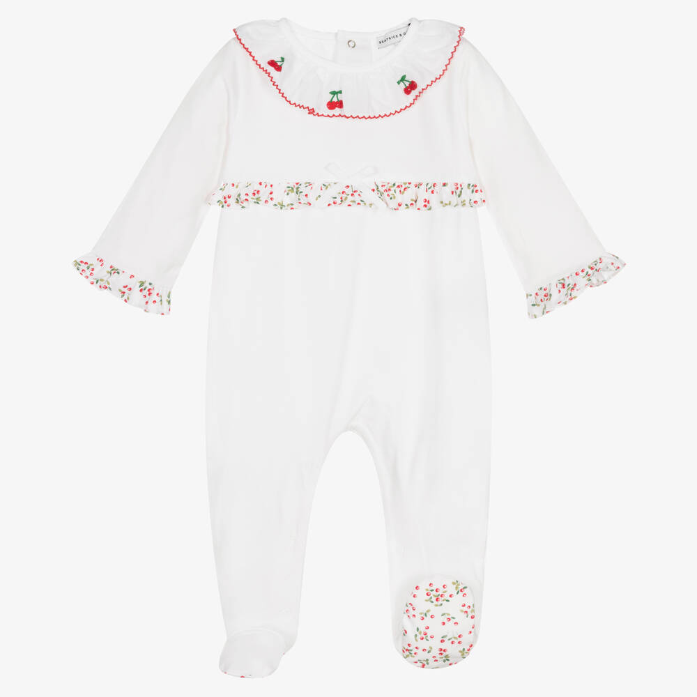 Beatrice & George - Grenouillère blanche en coton Fille | Childrensalon ...