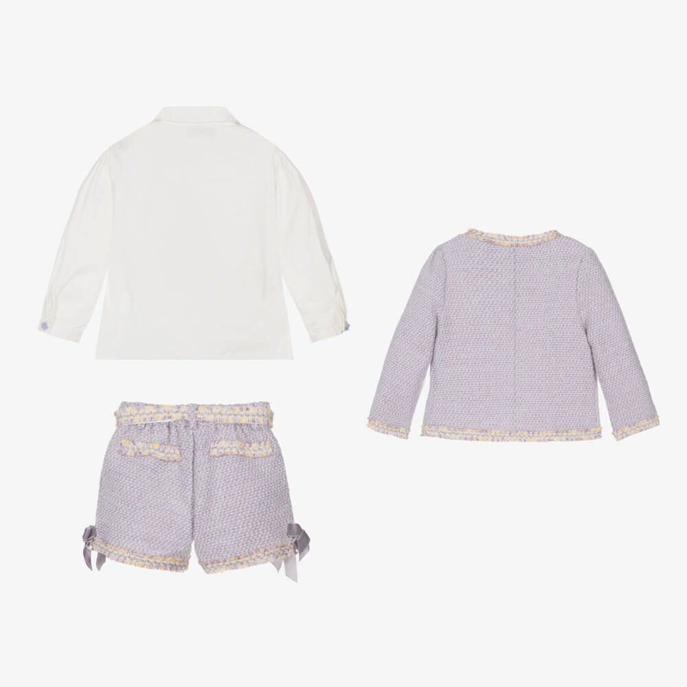 Beau KiD - Girls Lilac Tweed Outfit Set | Childrensalon Outlet