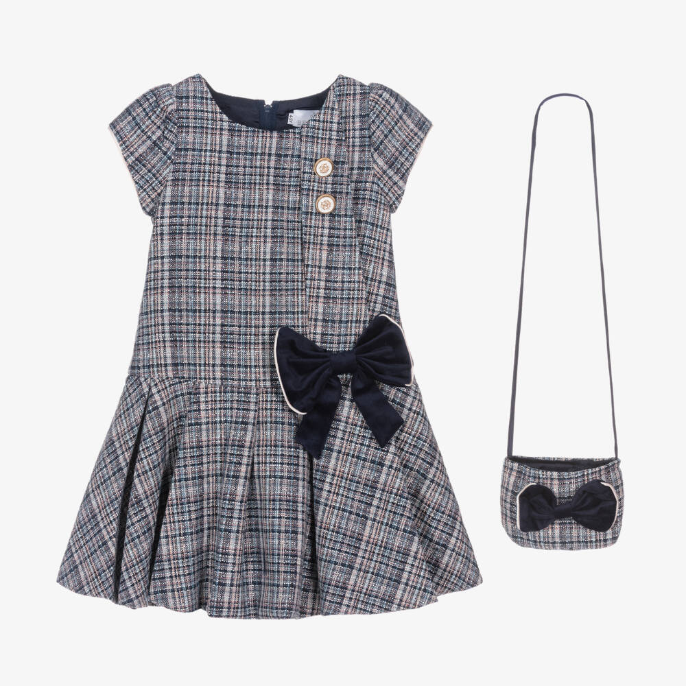 Beau KiD - Girls Navy Tweed Outfit with Bag | Childrensalon Outlet