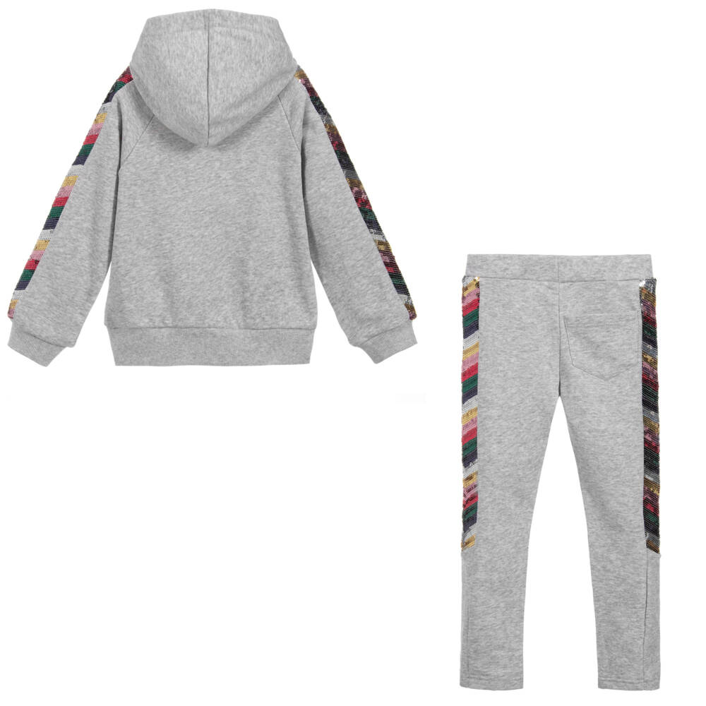 Billieblush - Girls Grey Sequin Tracksuit | Childrensalon Outlet