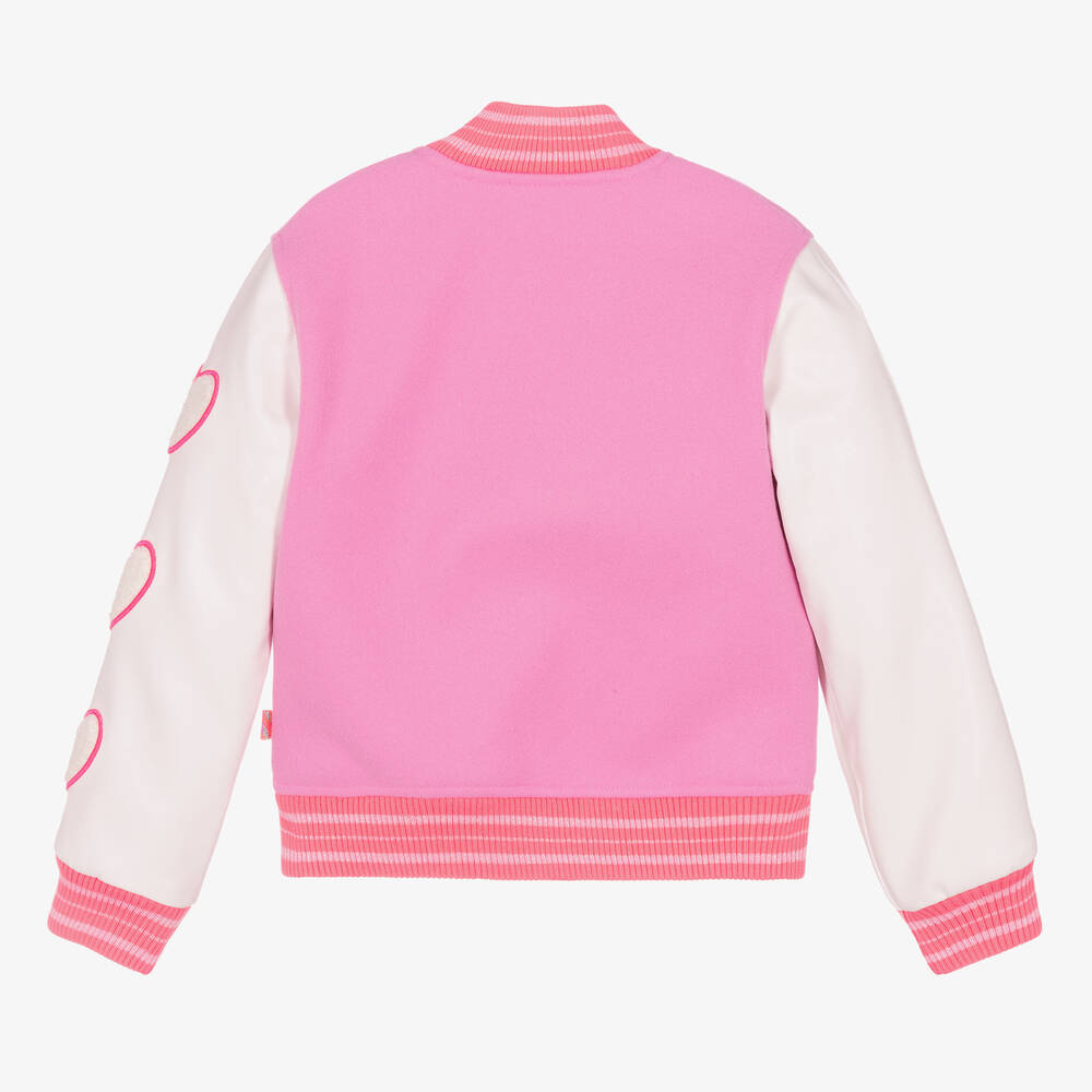 Billieblush - Girls Pink Faux Leather Bomber Jacket | Childrensalon Outlet