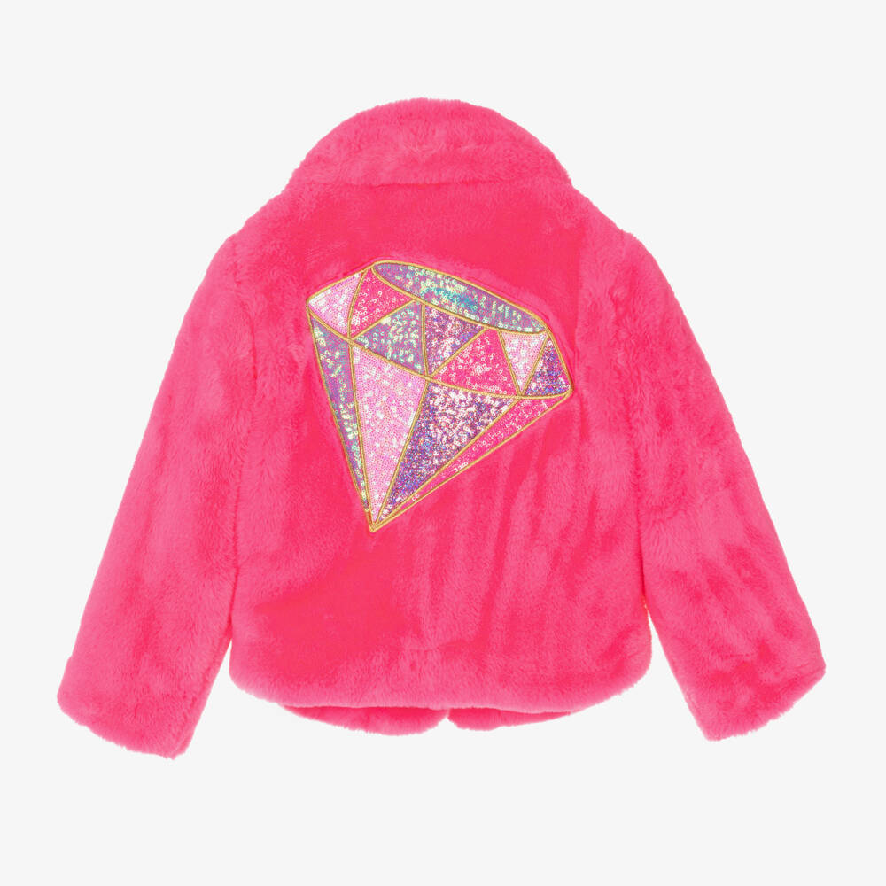 Billieblush - Girls Pink Shearling Coat | Childrensalon Outlet