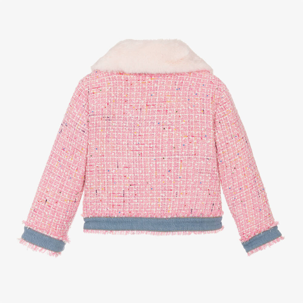 Billieblush - Girls Tweed Jacket with Denim Trim | Childrensalon Outlet