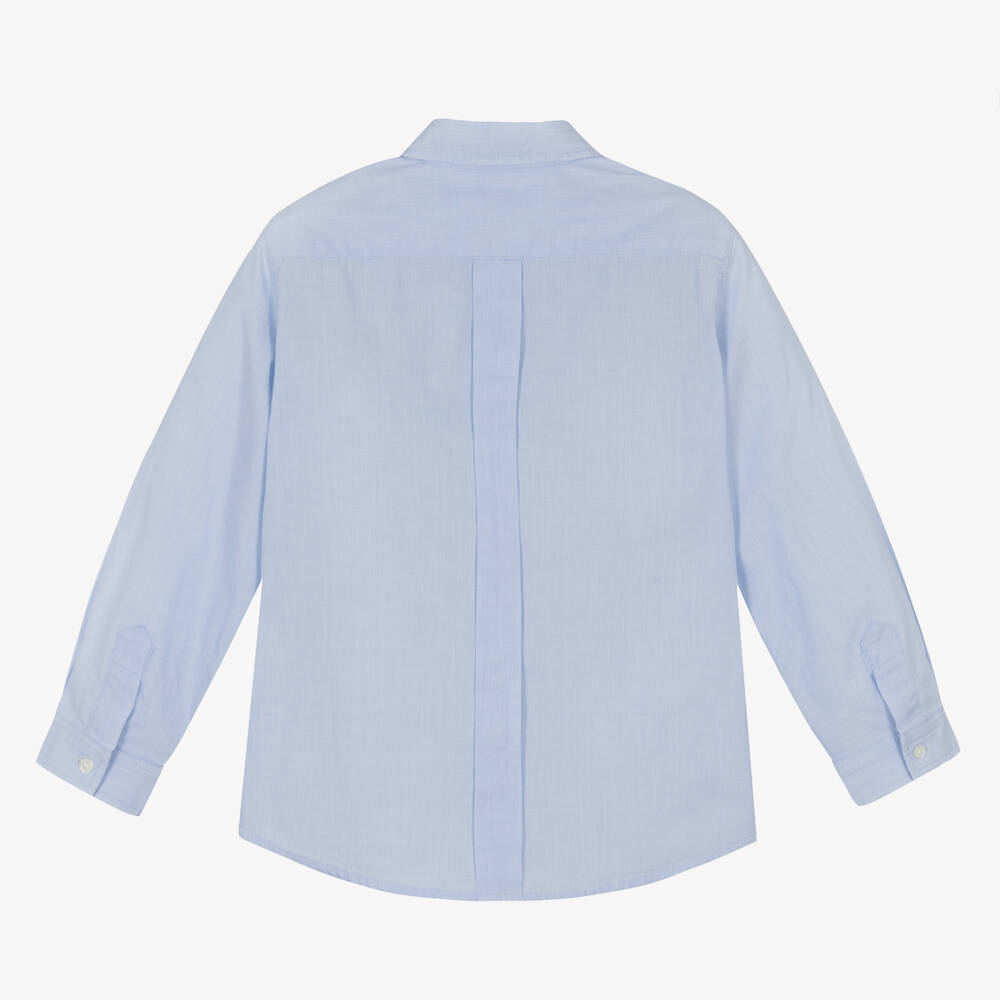 Bonpoint - Boys Blue Organic Cotton Shirt | Childrensalon Outlet