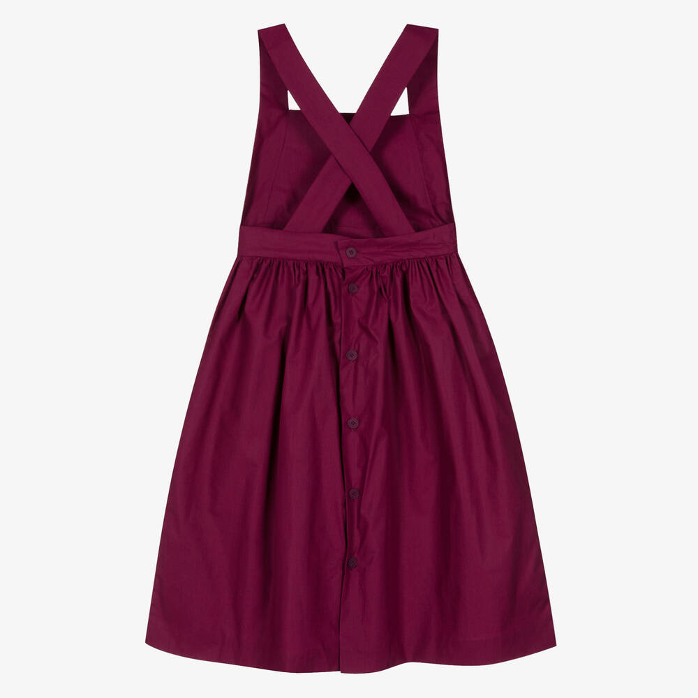 Bonpoint - Robe chasuble violette en coton fille | Childrensalon Outlet
