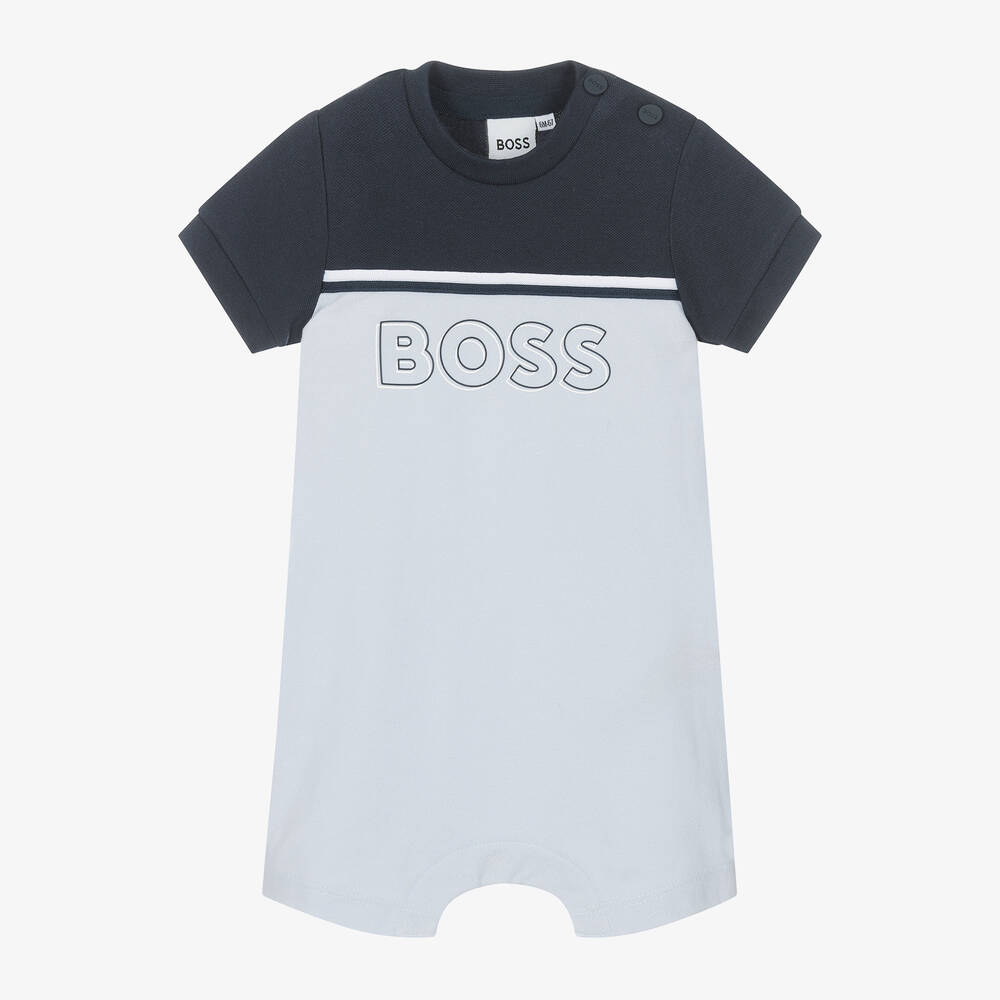 BOSS - Baby Boys Blue Cotton Shortie | Childrensalon Outlet