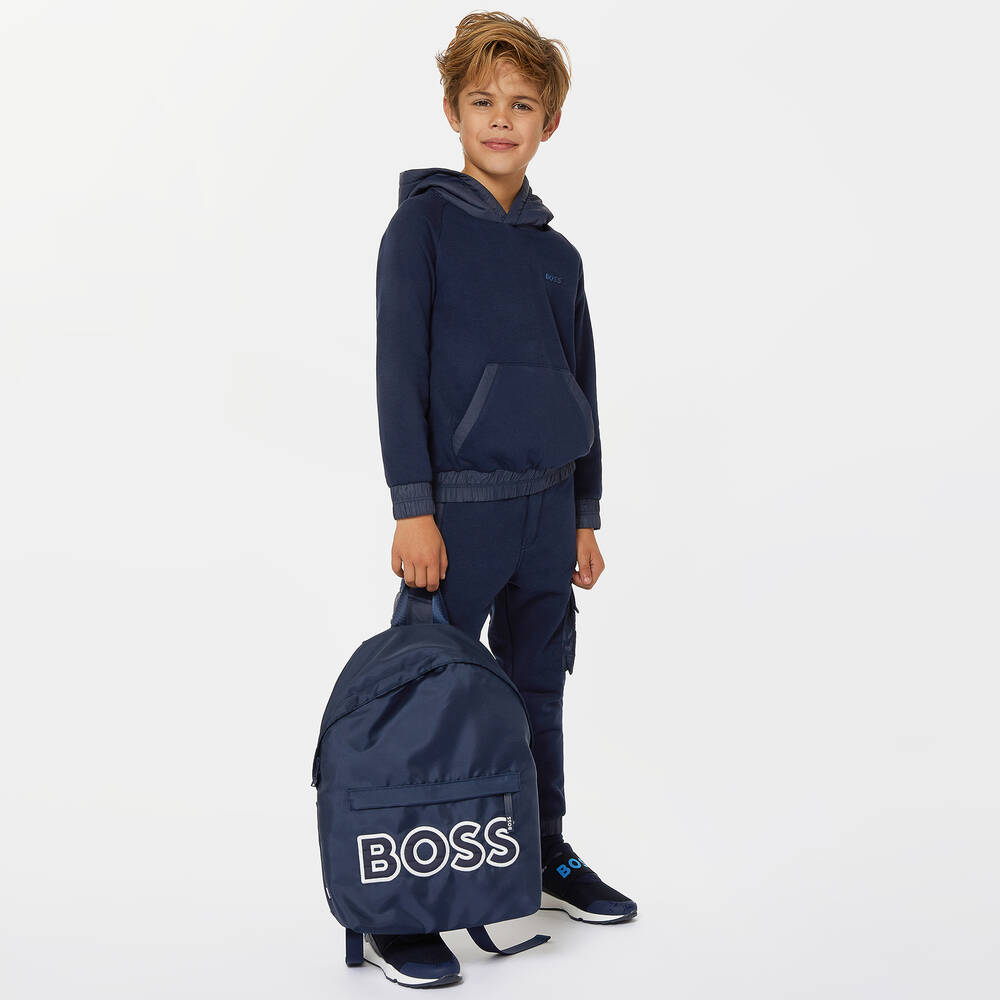 BOSS - Boys Navy Blue Backpack (40cm) | Childrensalon Outlet