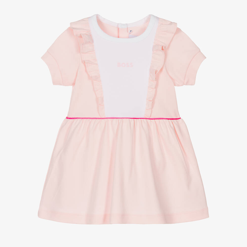 BOSS - Rosa Baumwollkleid für Mädchen | Childrensalon Outlet
