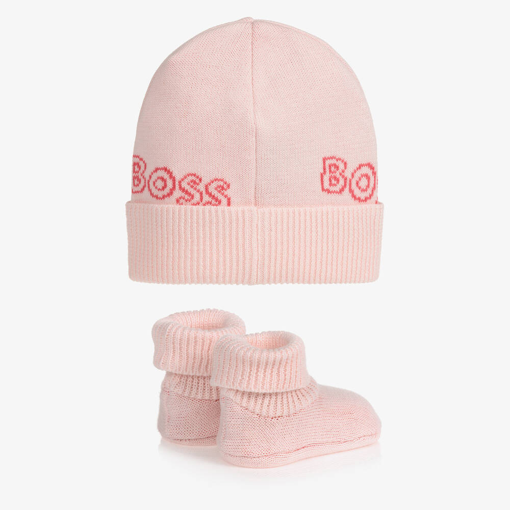 BOSS - Pink Cotton Hat Gift Set | Childrensalon Outlet