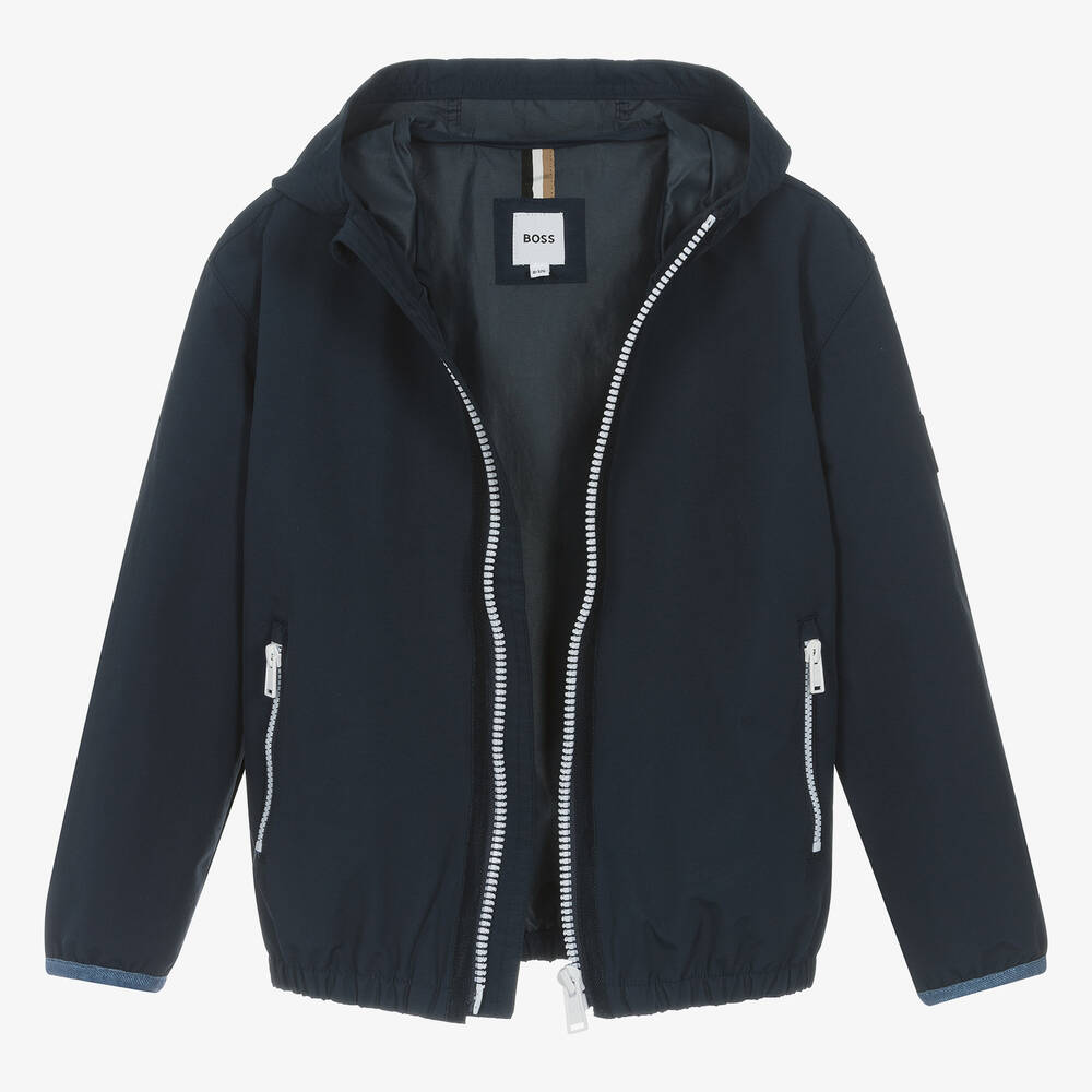 BOSS - Teen Boys Navy Blue Windbreaker Jacket | Childrensalon Outlet