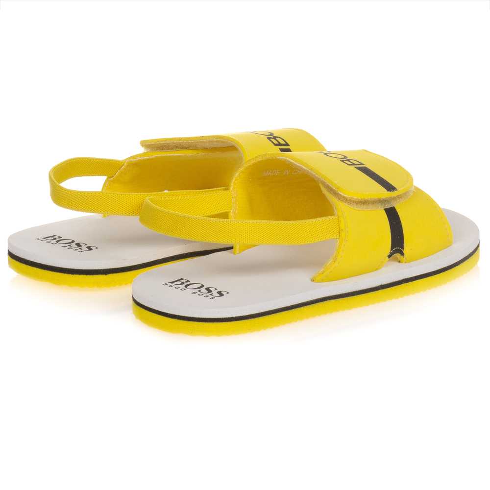 BOSS - Yellow Logo Sandals | Childrensalon Outlet