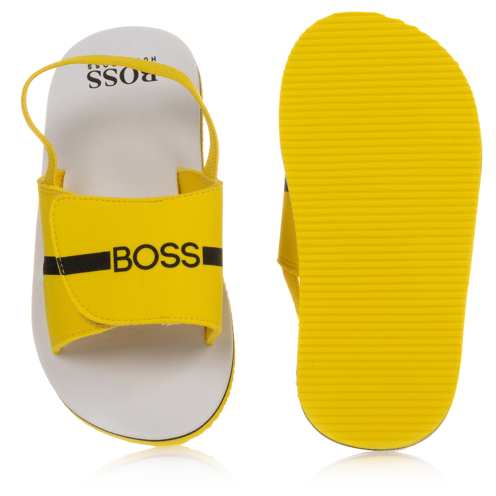 BOSS - Yellow Logo Sandals | Childrensalon Outlet