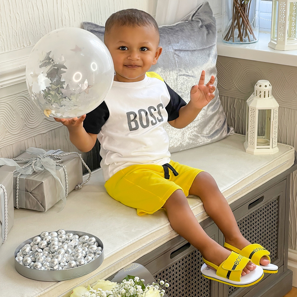 BOSS - Yellow Logo Sandals | Childrensalon Outlet
