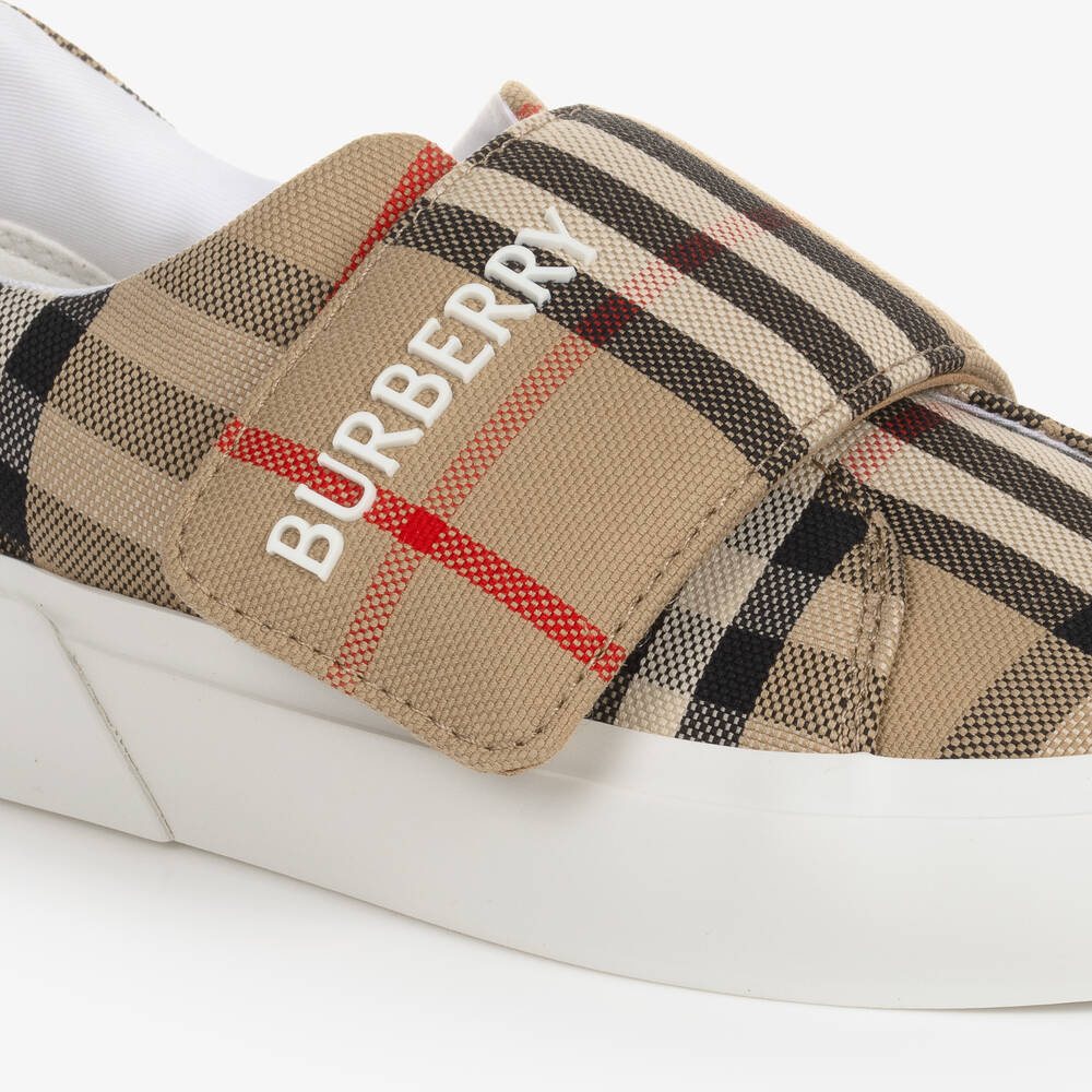 Burberry - Beige Vintage Check Trainers | Childrensalon Outlet
