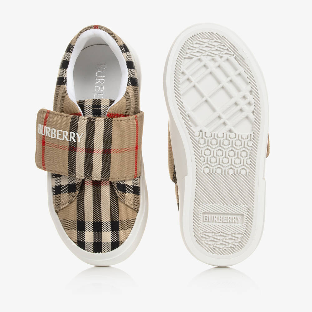 Burberry - Beige Vintage Check Trainers | Childrensalon Outlet