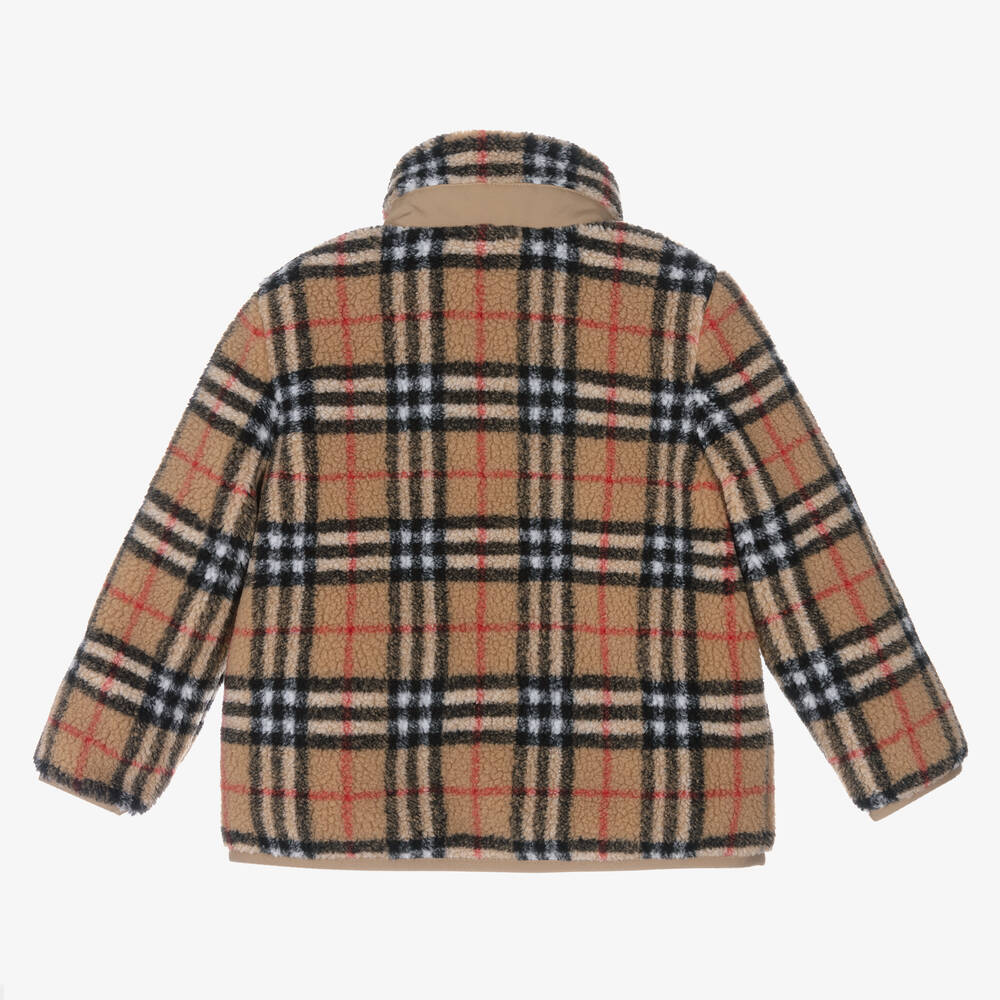 Burberry - Boys Beige Vintage Check Fleece Jacket | Childrensalon Outlet