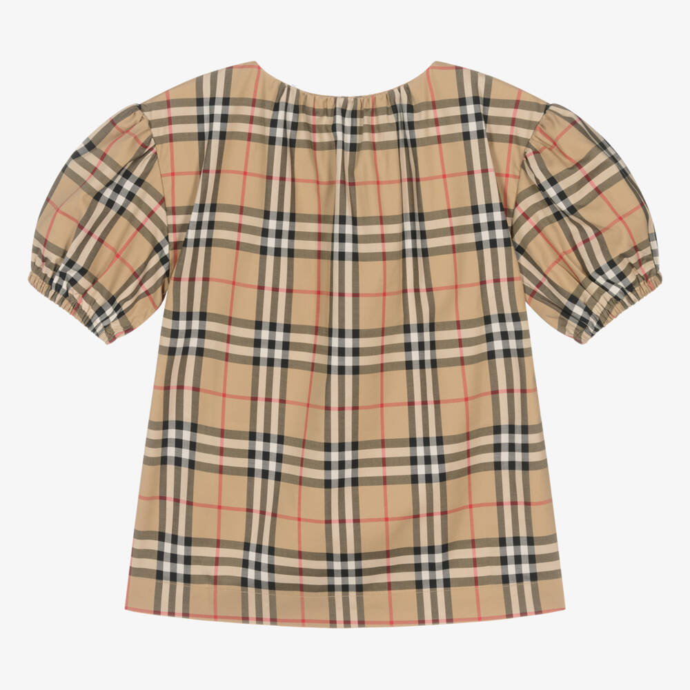 Burberry - Teen Girls Beige Check Cotton Blouse | Childrensalon Outlet