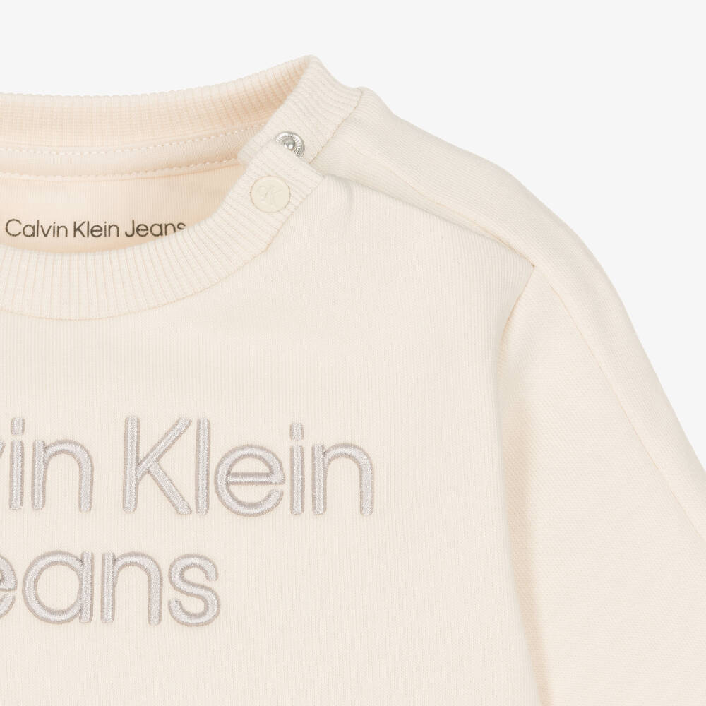 Calvin Klein - Baby Ivory Cotton Tracksuit Gift Set | Childrensalon Outlet