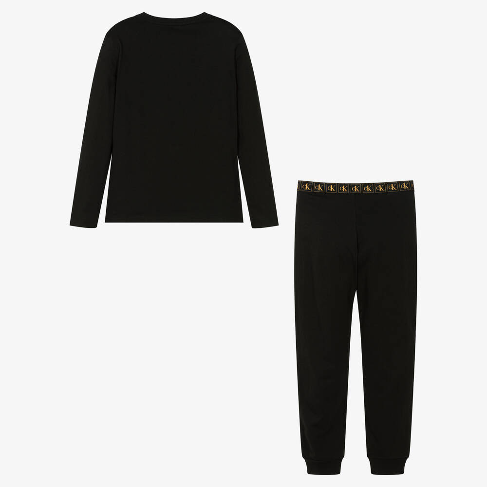 Calvin Klein - Boys Black Cotton Logo Pyjamas | Childrensalon Outlet