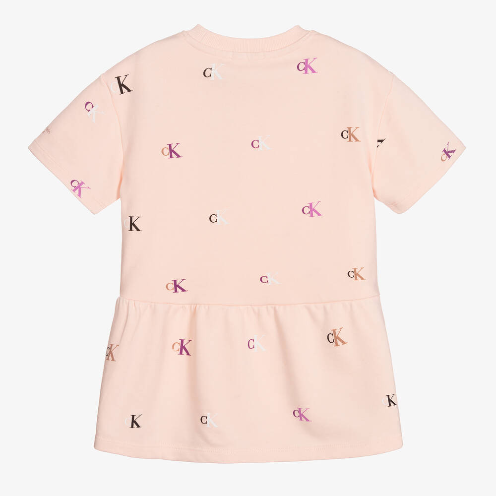 Calvin Klein Jeans - Girls Pink Monogram Logo Dress | Childrensalon Outlet