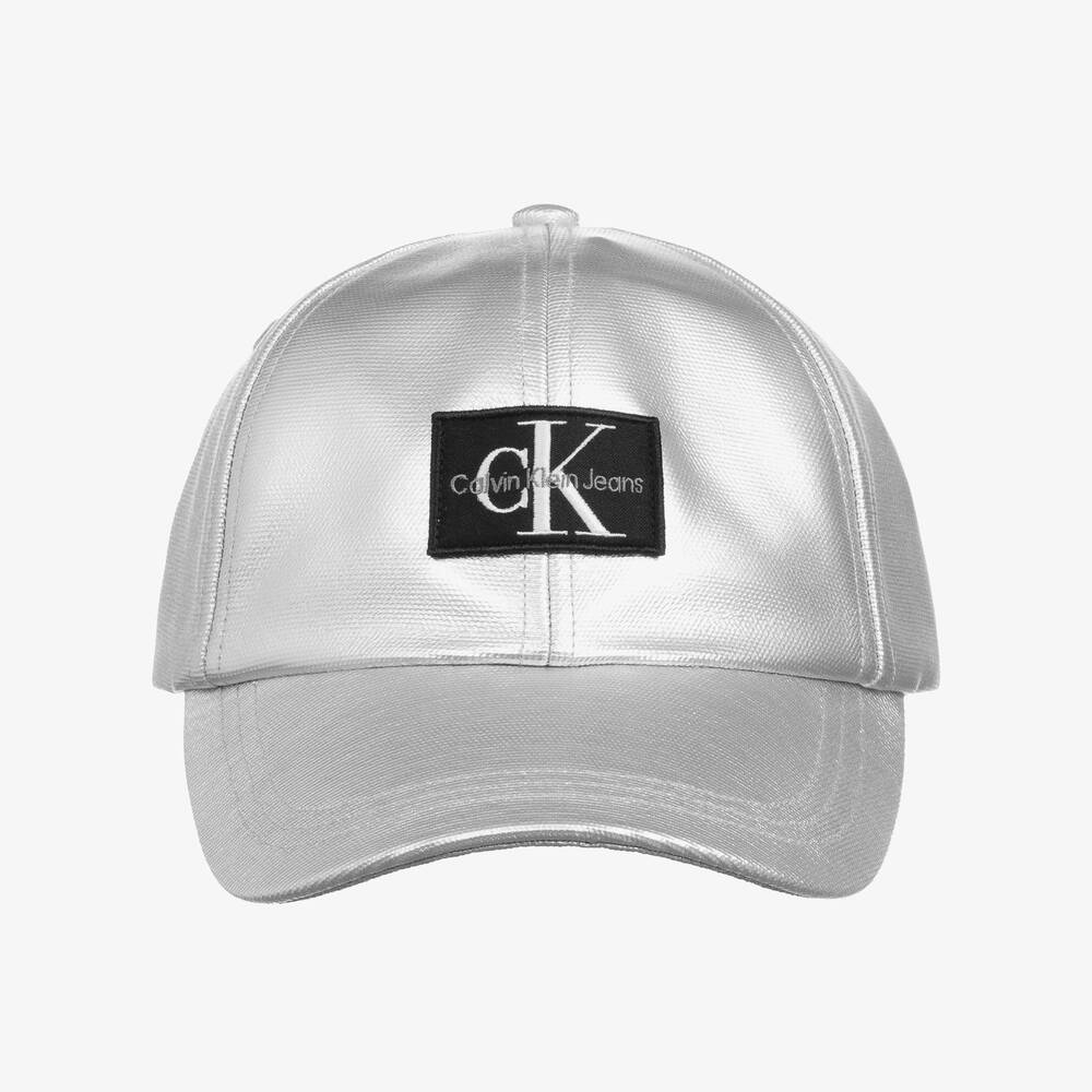 Calvin Klein - Metallic Silver Monogram Logo Cap | Childrensalon Outlet